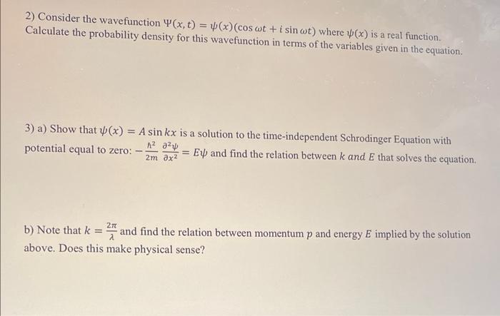 Solved 2 Consider The Wavefunction