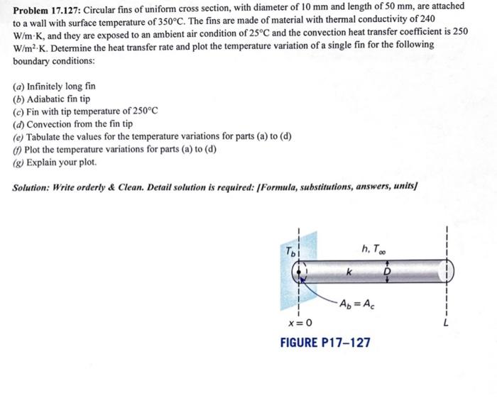 Solved Problem 17.127: Circular fins of uniform cross | Chegg.com
