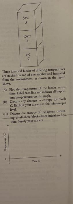 Solved Three identical blocks of differing temperatures are | Chegg.com