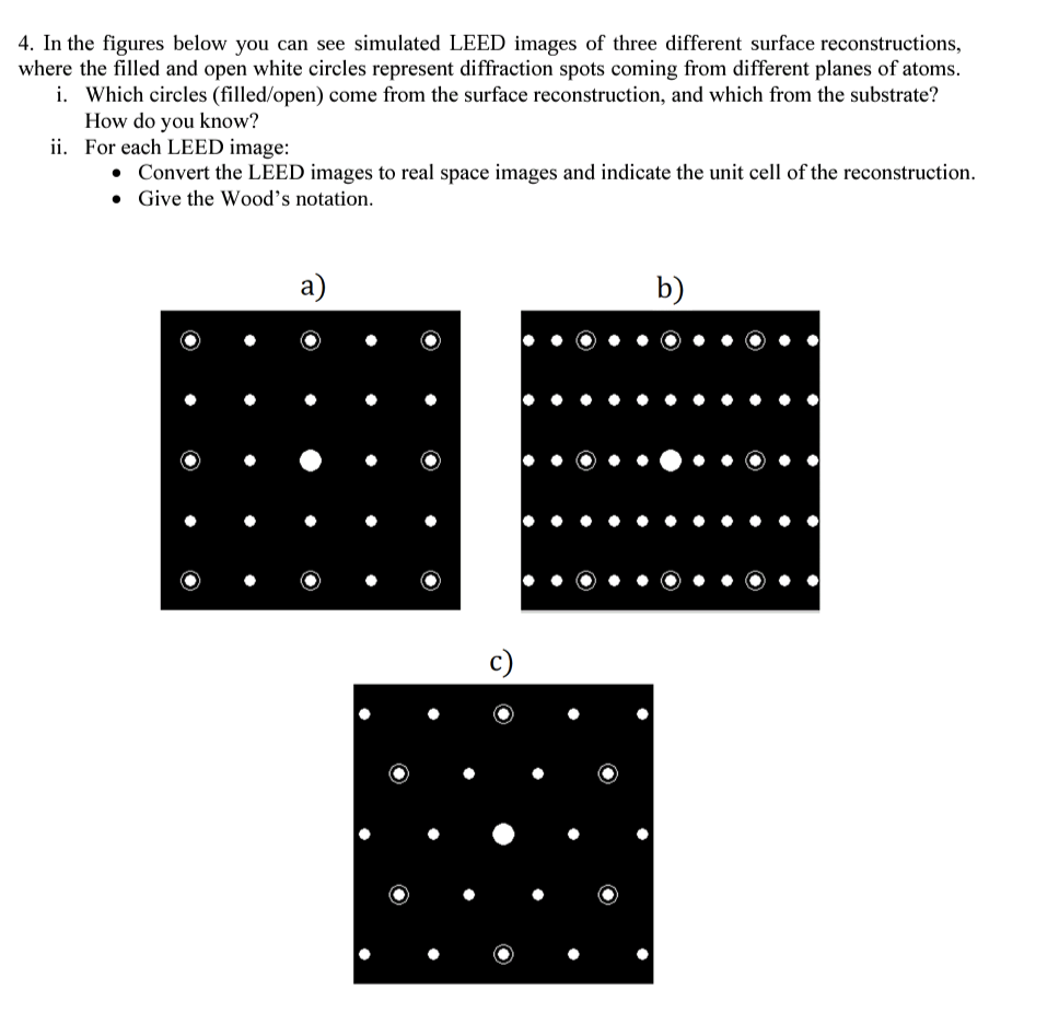 Solved 4. In the figures below you can see simulated LEED | Chegg.com