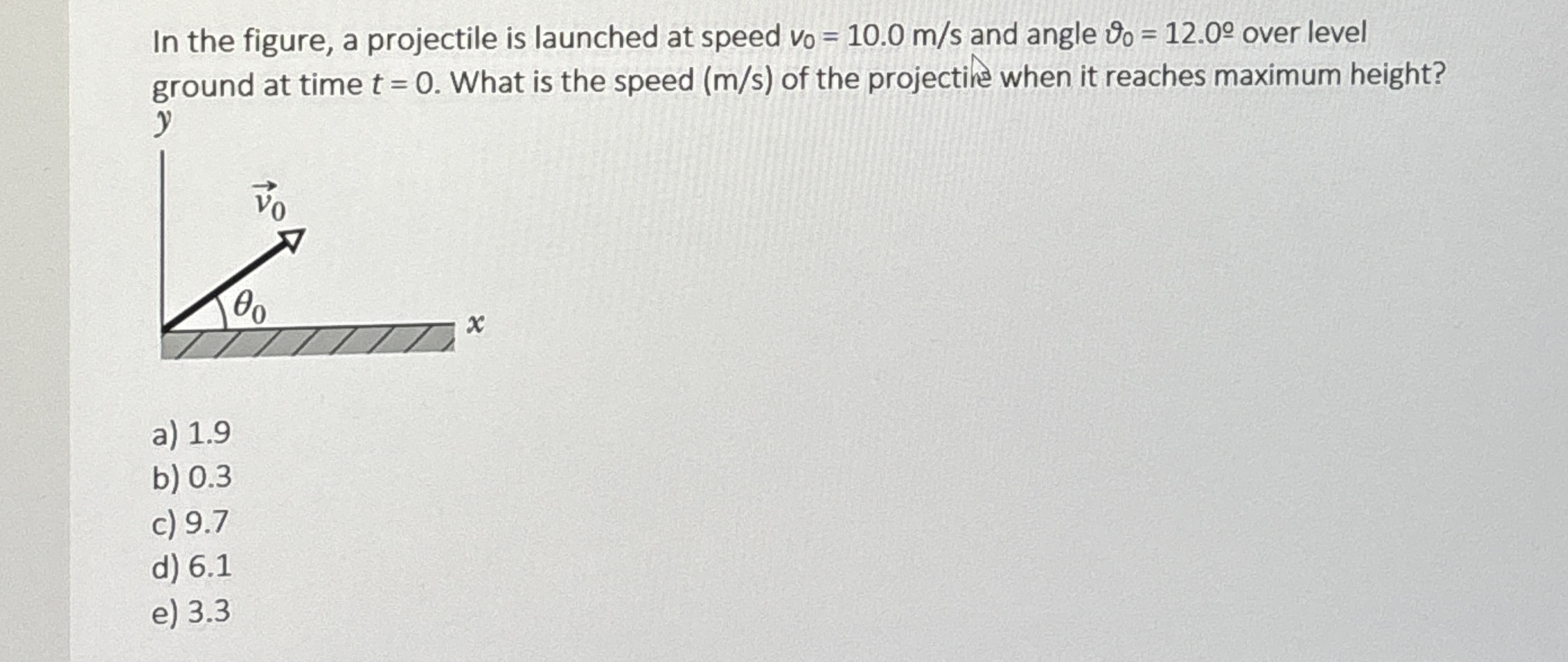 Solved In the figure, a projectile is launched at speed | Chegg.com