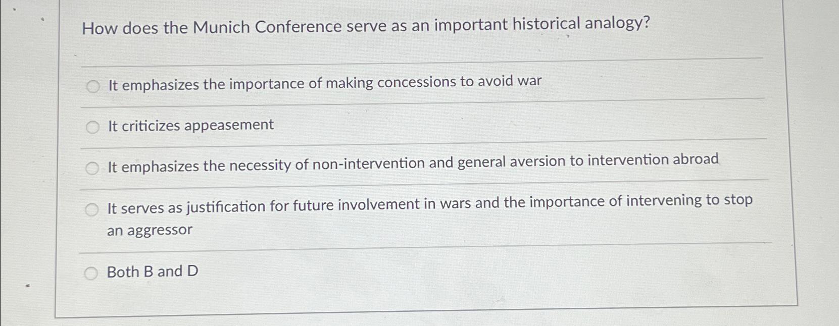 Solved How does the Munich Conference serve as an important | Chegg.com