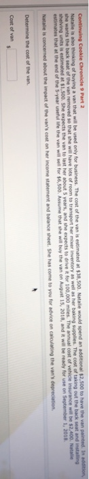 Continuing Cookie Chronicle 9 Part 2 Natalie is also | Chegg.com