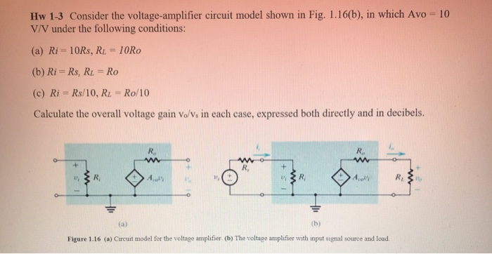 Solved Hw 1-3 Consider the voltage-amplifier circuit model | Chegg.com