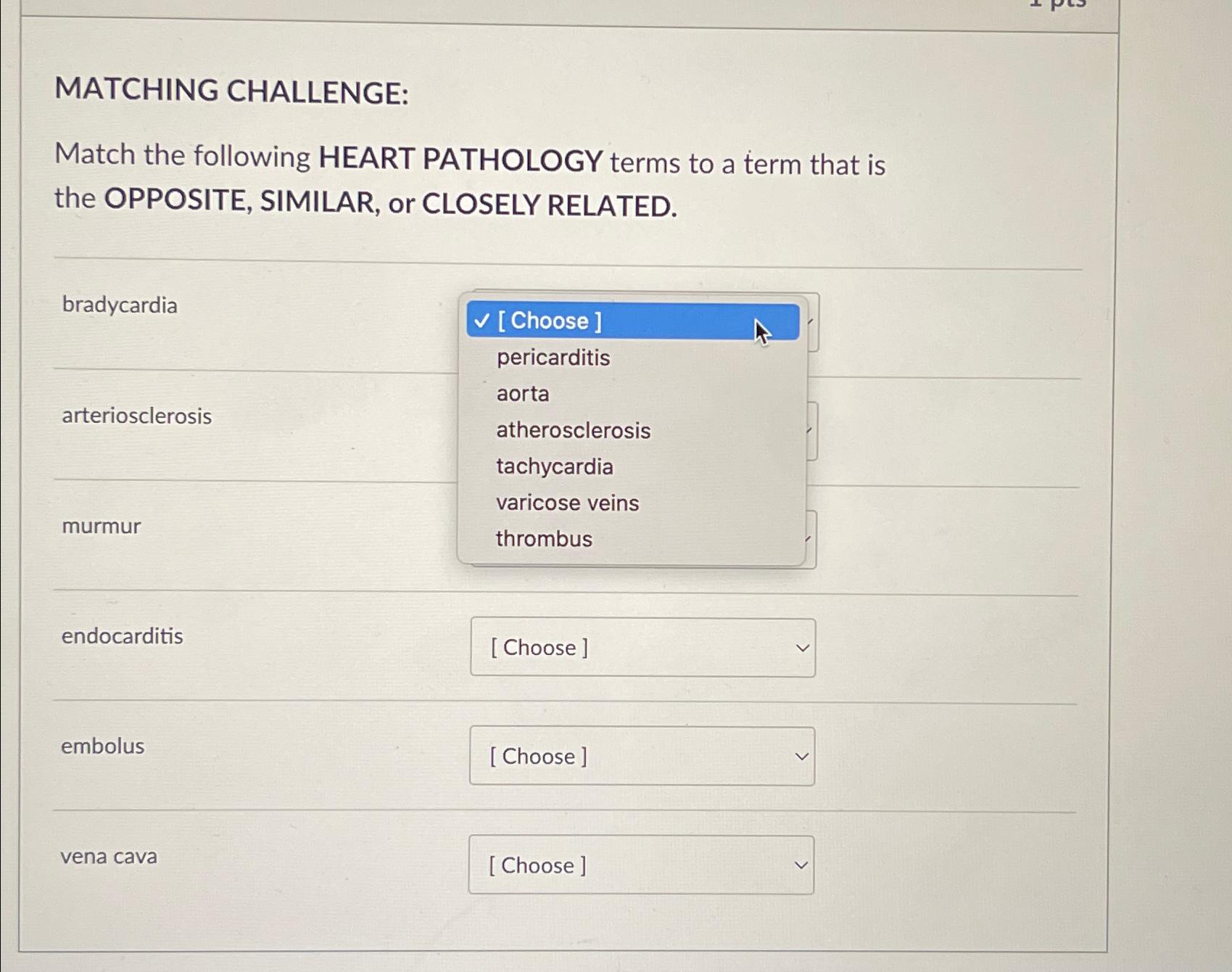 Solved MATCHING CHALLENGE:Match the following HEART | Chegg.com