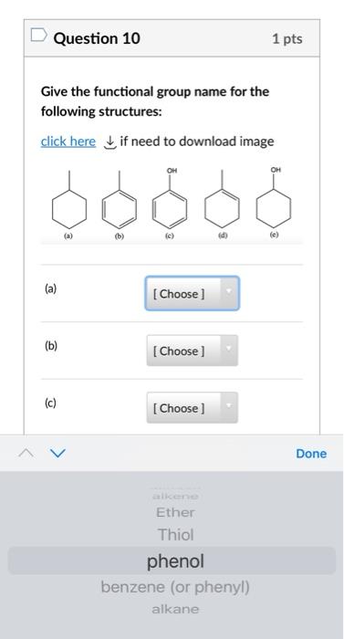 Solved Question 8 1 pts The chemical structure for the | Chegg.com
