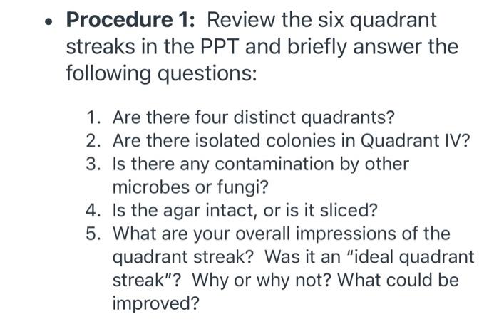 Solved Procedure 1: Review the six quadrant streaks in the | Chegg.com