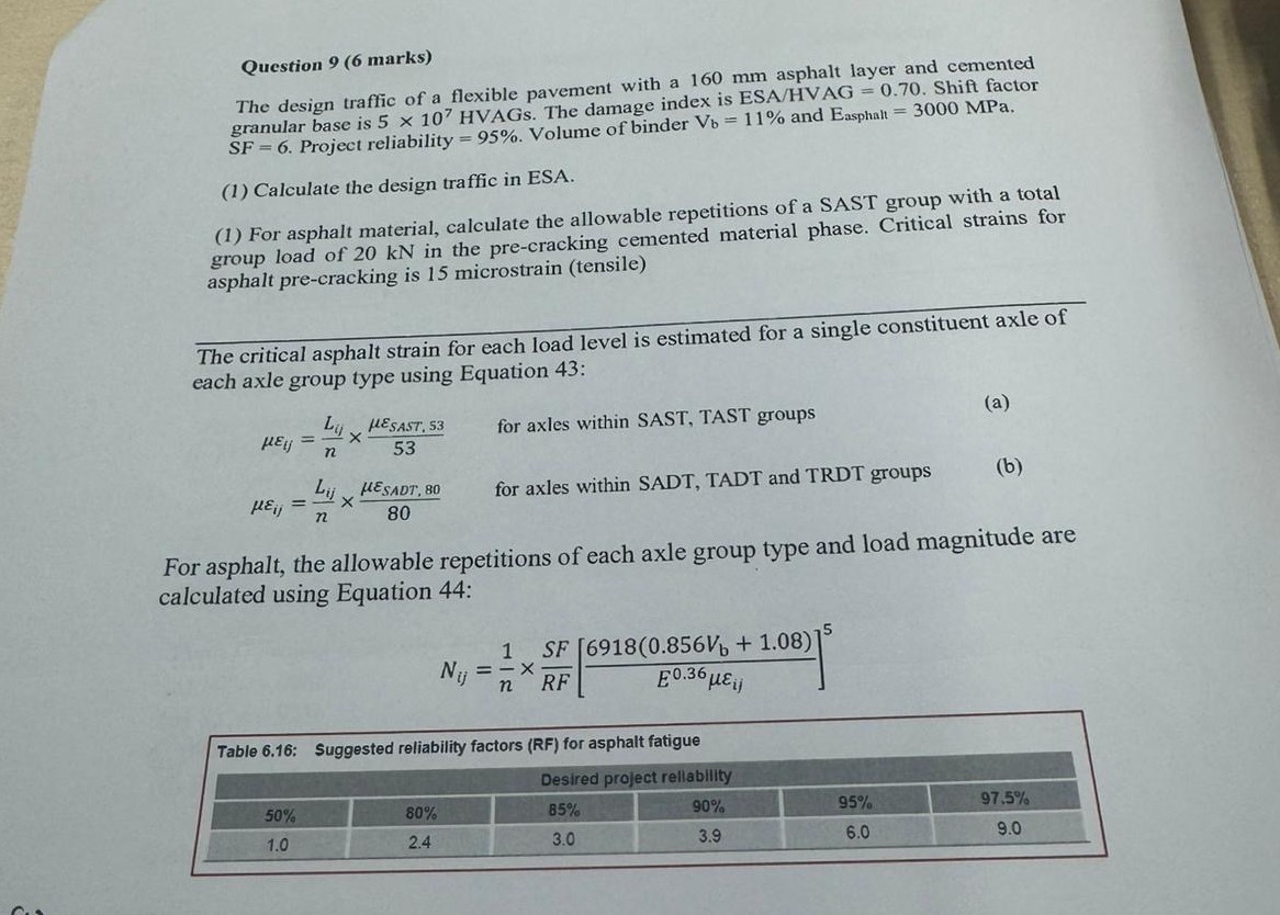Solved Question 9 ( 6 ﻿marks)The design traffic of a | Chegg.com