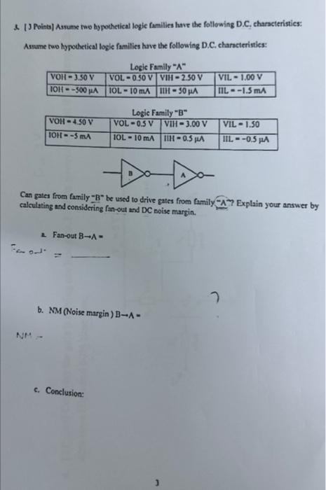 4. [3 Points] Assume two hypothetical logie families | Chegg.com