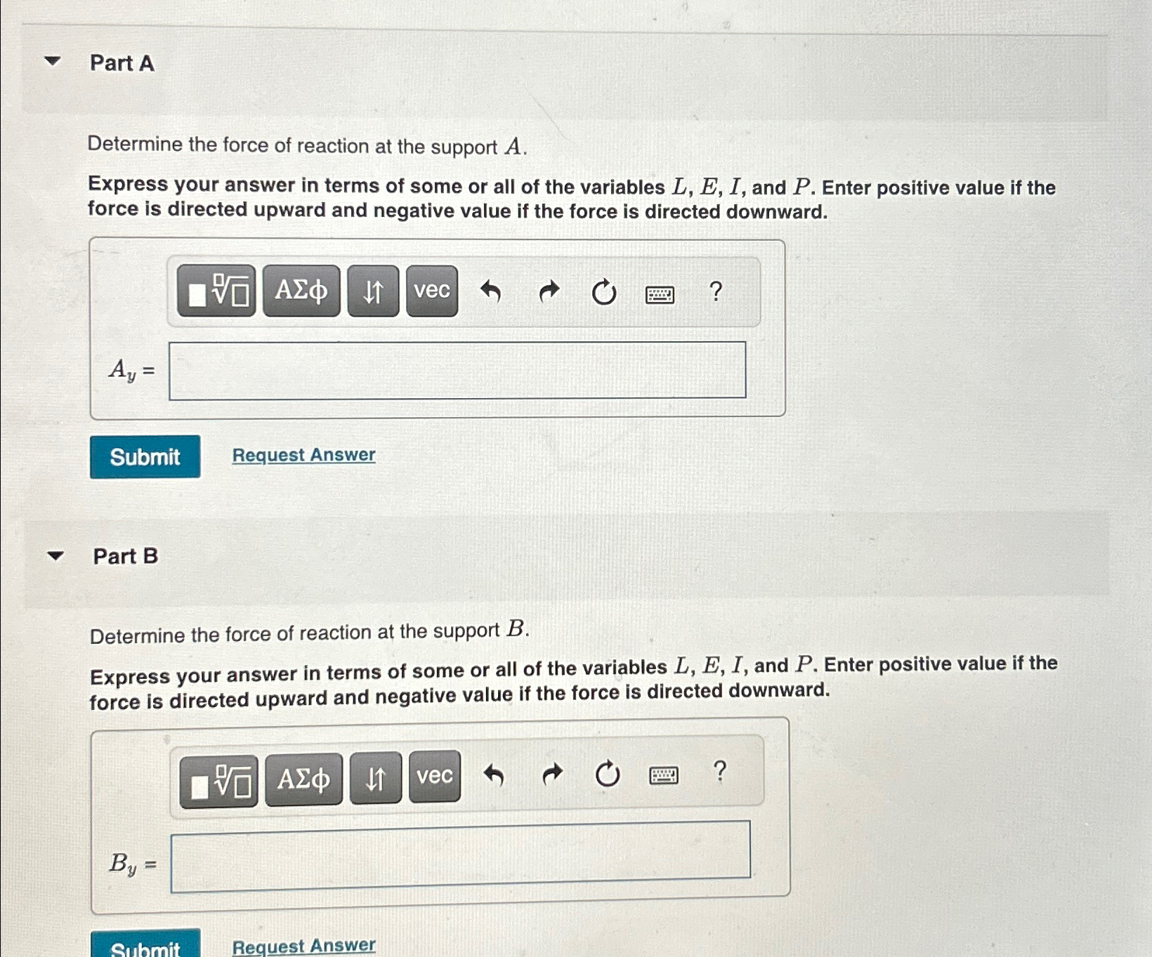 Solved Part Adetermine The Force Of Reaction At The Support