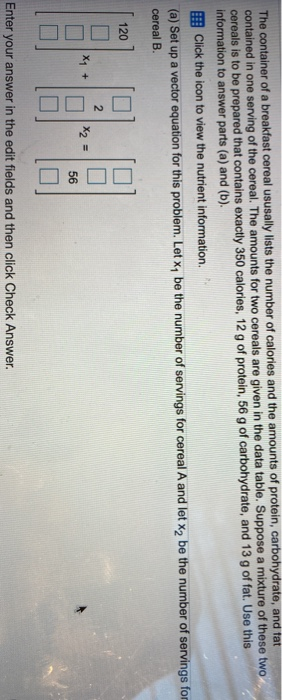 Solved The container of a breakfast cereal ususally lists | Chegg.com