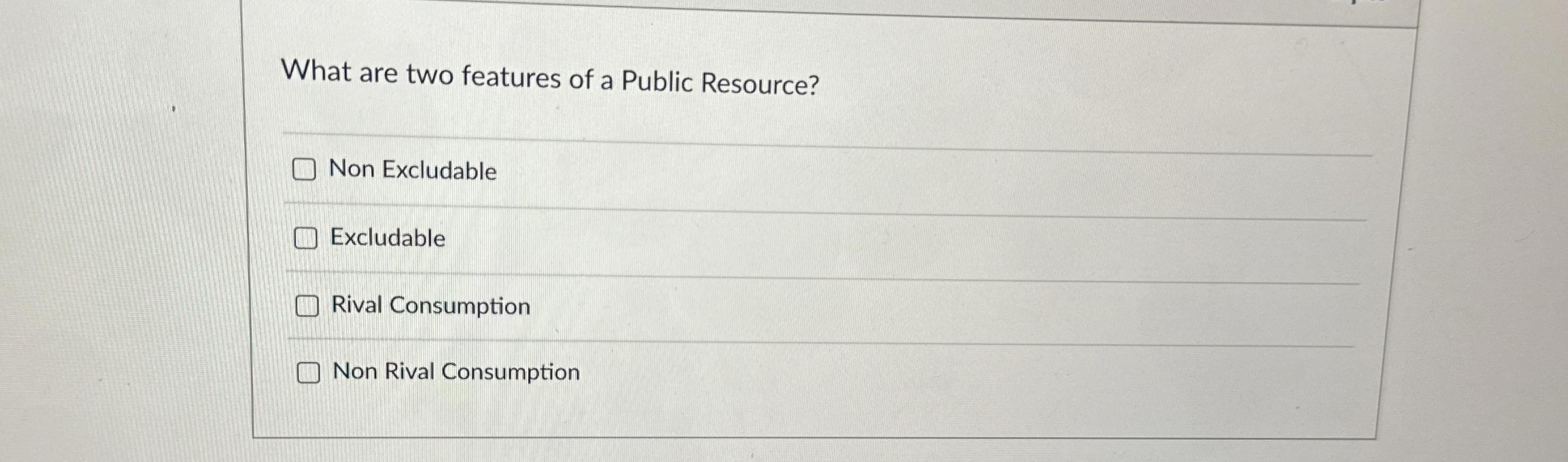 Solved What are two features of a Public Resource?Non | Chegg.com