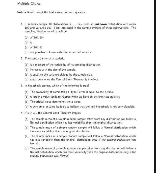 Solved Multiple Choice Instructions Select The Best Answer Chegg