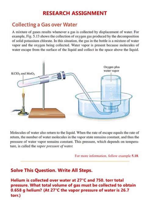 Solved RESEARCH ASSIGNMENT Collecting a Gas over Water A | Chegg.com