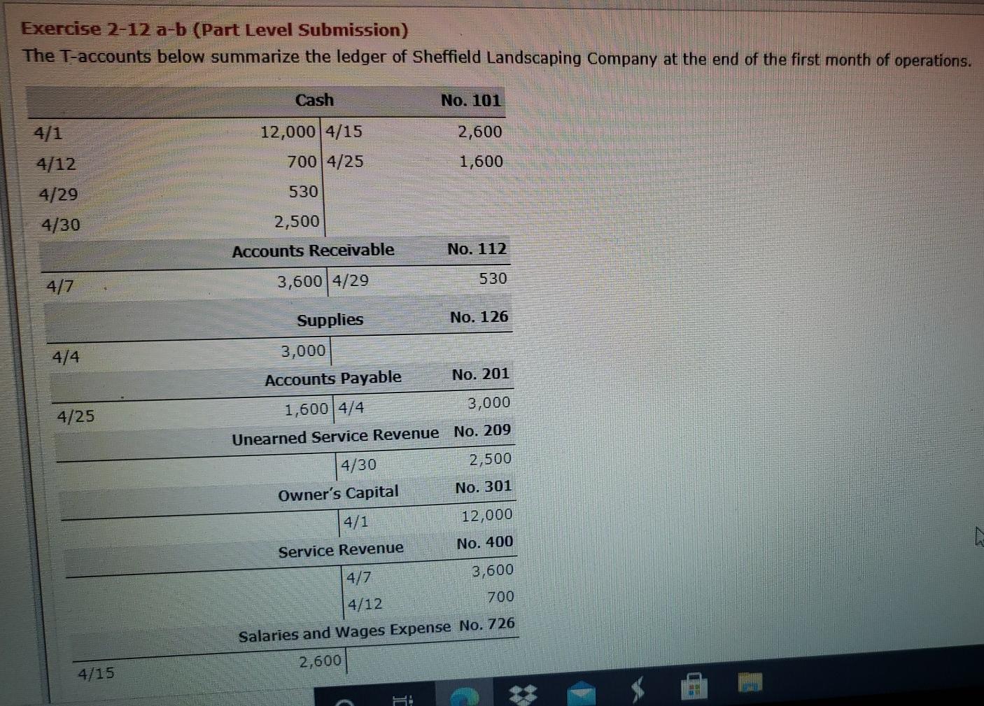 Solved Exercise 2-12 a-b (Part Level Submission) The | Chegg.com