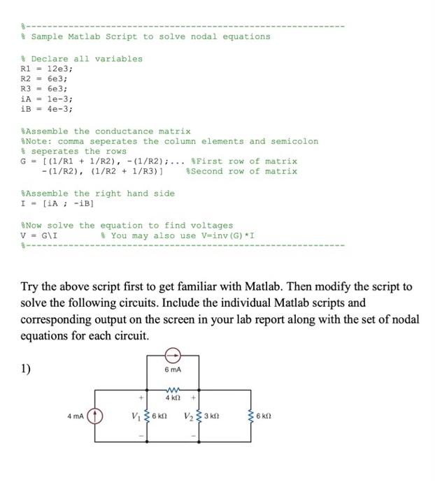 Solved Lab 7 - Use of Matlab to solve nodal equations In | Chegg.com