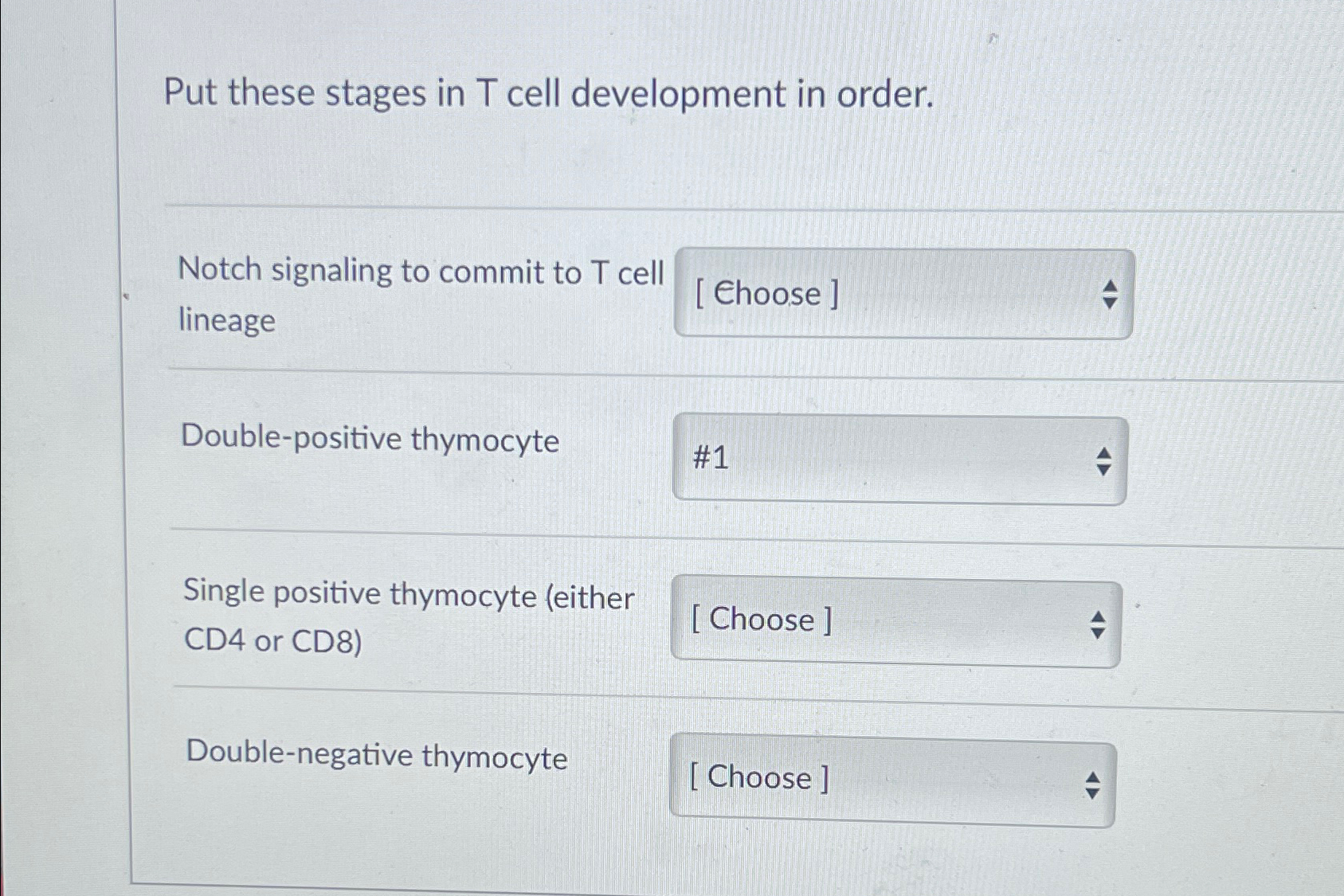 Solved Put these stages in T cell development in order.Notch | Chegg.com