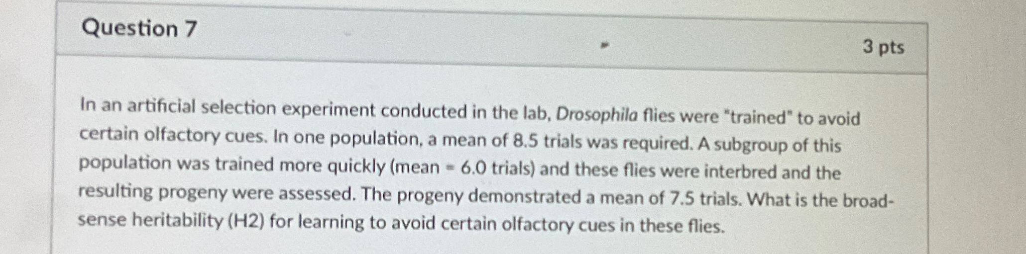 Solved Question 73 ﻿ptsIn an artificial selection experiment | Chegg.com