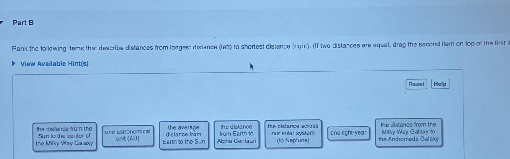 Solved Part BRank the following items that describe | Chegg.com