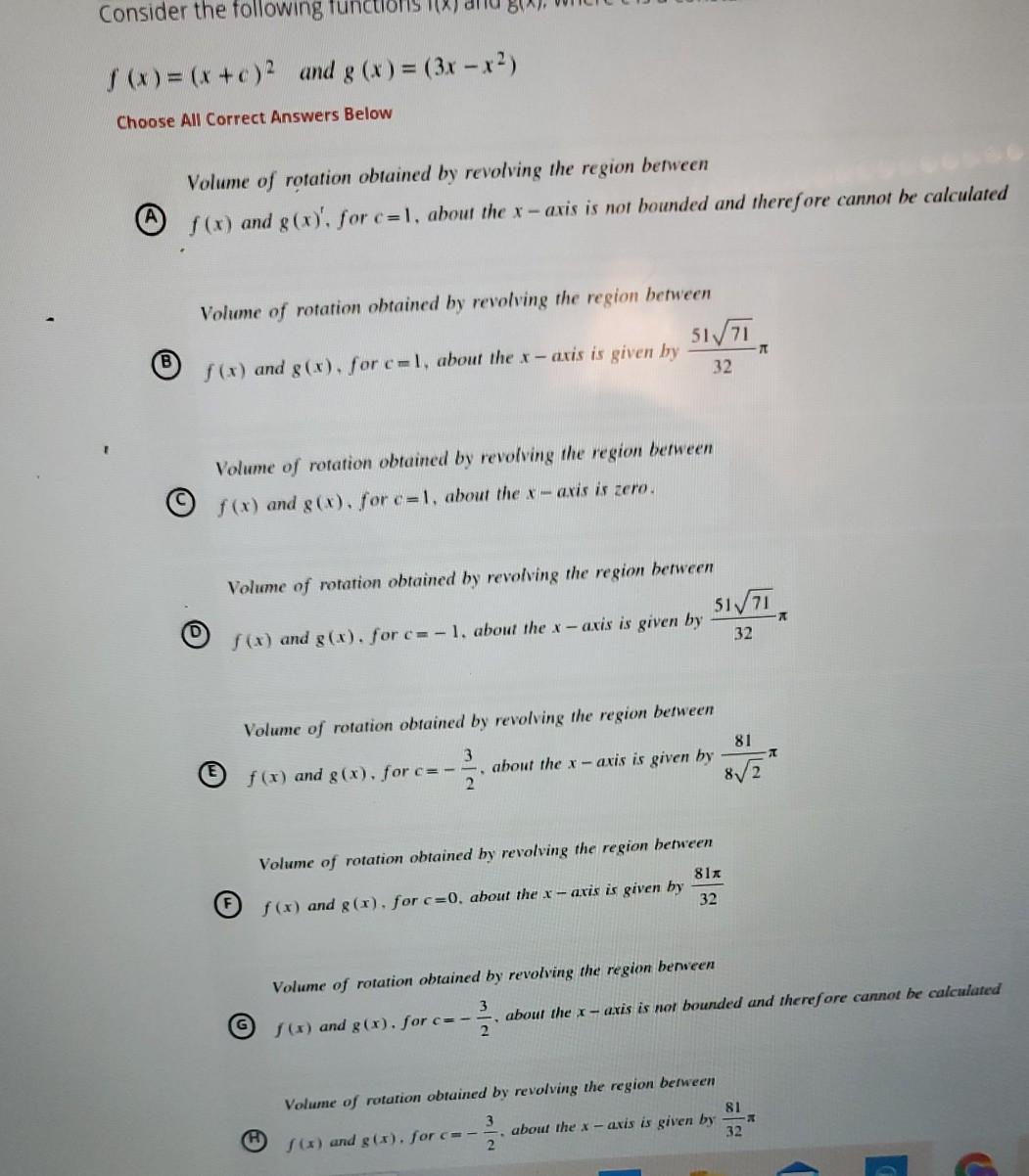 Solved Consider The Following Functions X X C2 And 