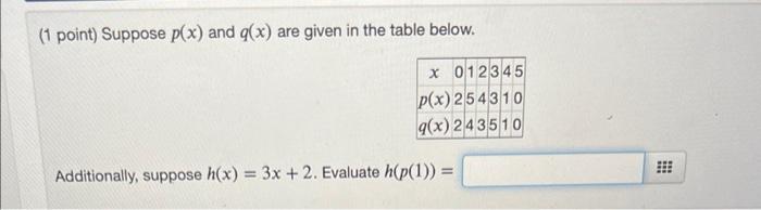 Solved (1 point) Suppose p(x) and q(x) are given in the | Chegg.com Solved (1 point) Suppose p(x) and q(x) are given in the | Chegg.com