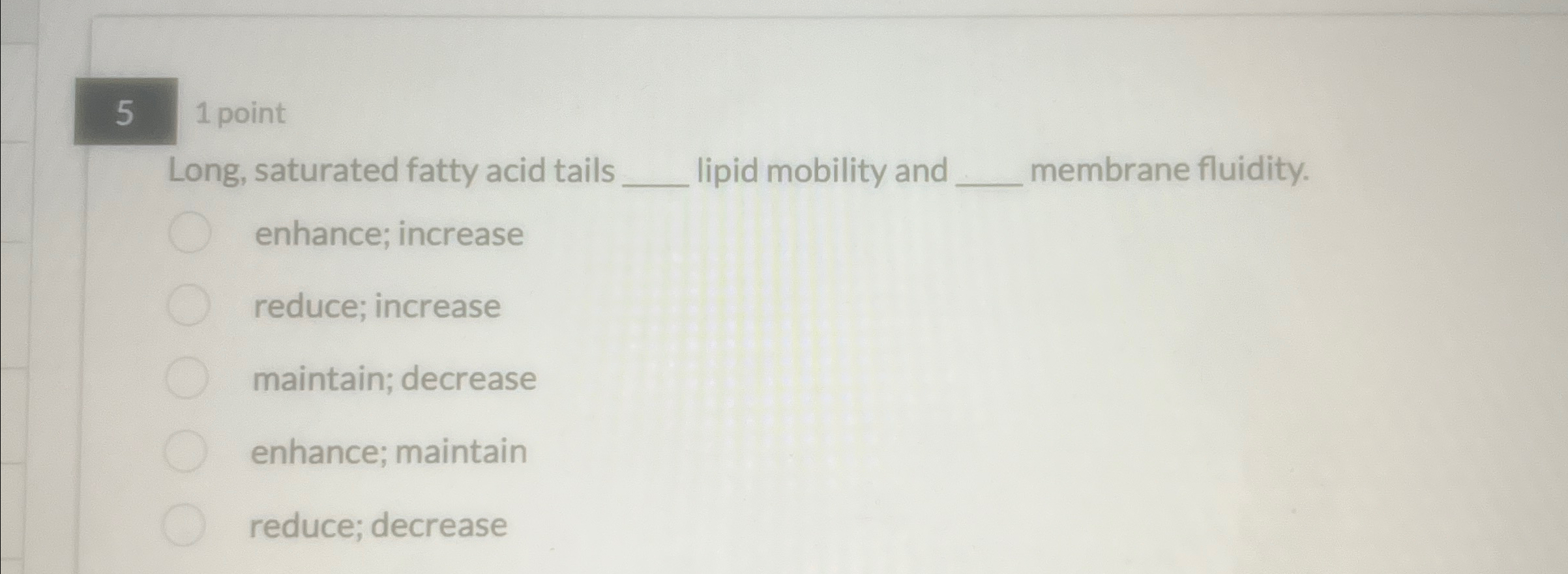Solved 51 ﻿pointLong, saturated fatty acid tails ﻿lipid | Chegg.com