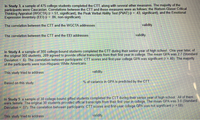 Solved The Thinking Test (CTT) was designed to assess dents' | Chegg.com