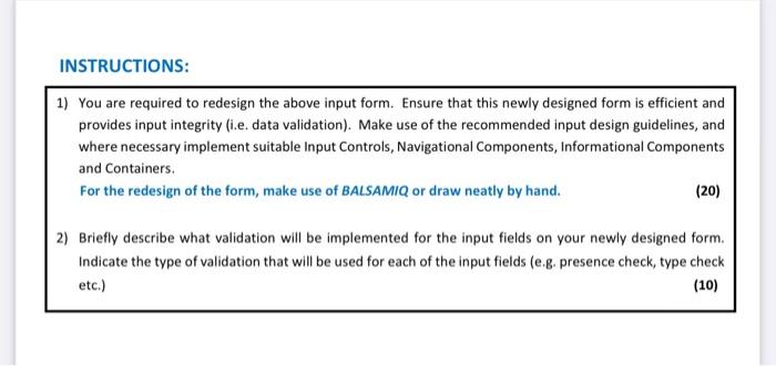Solved The input form below, is not very user friendly and | Chegg.com