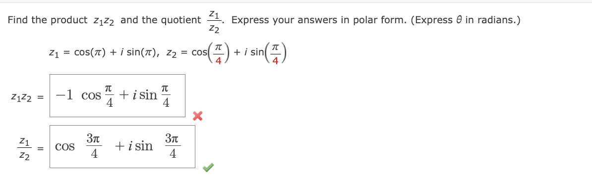 Solved Find the product z1z2 ﻿and the quotient z1z2. | Chegg.com
