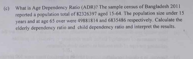 (c) ﻿What is Age Dependency Ratio (ADR)? ﻿The sample | Chegg.com
