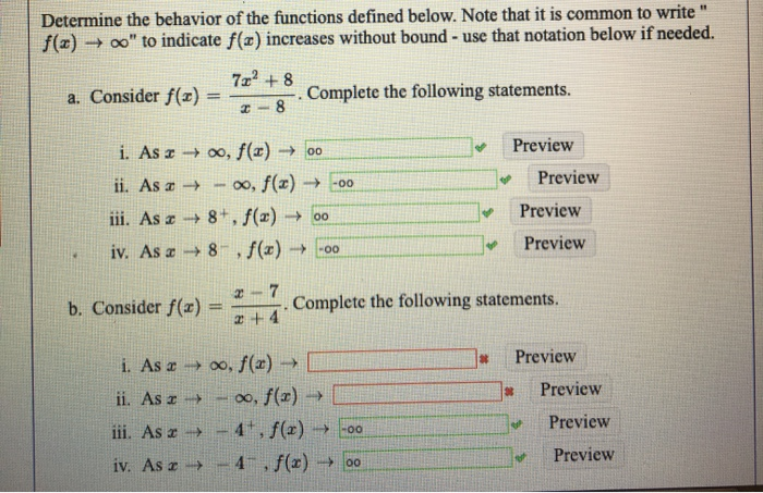 Solved Determine the behavior of the functions defined | Chegg.com