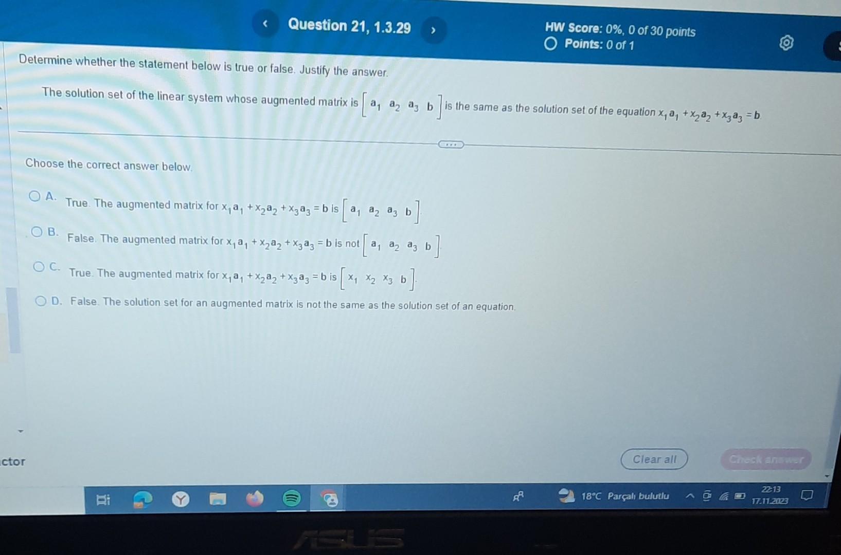 Solved Determine whether the statement below is true or | Chegg.com