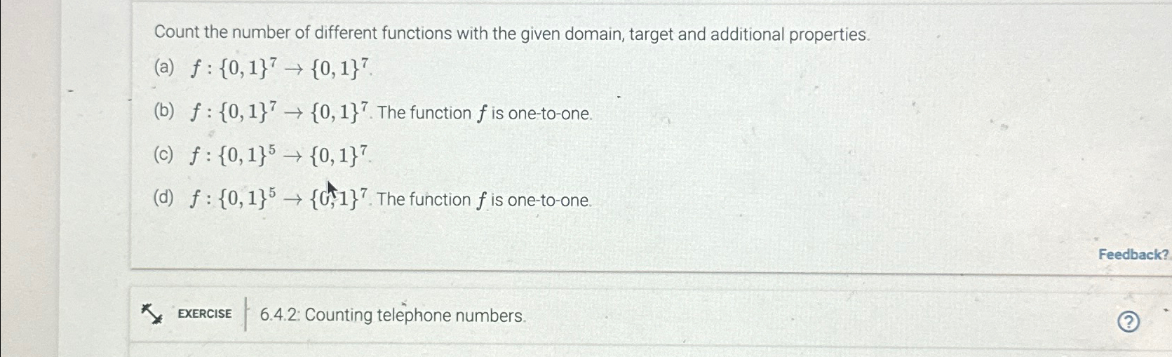 Solved Count the number of different functions with the | Chegg.com