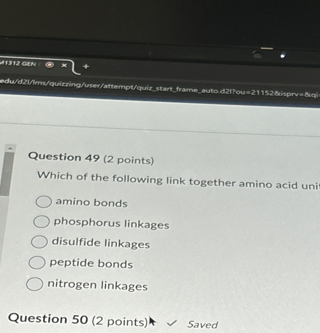 Solved Question 49 (2 ﻿points)Which of the following link | Chegg.com