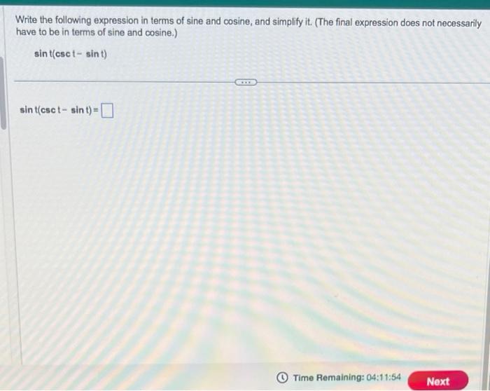 Solved Write the following expression in terms of sine and | Chegg.com