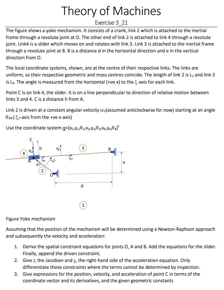 Theory of Machines Exercise 3_21 The figure shows a | Chegg.com