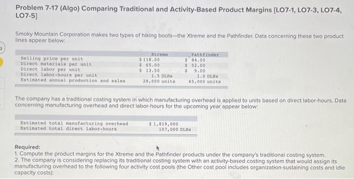 Solved Problem 7-17 (Algo) Comparing Traditional and | Chegg.com