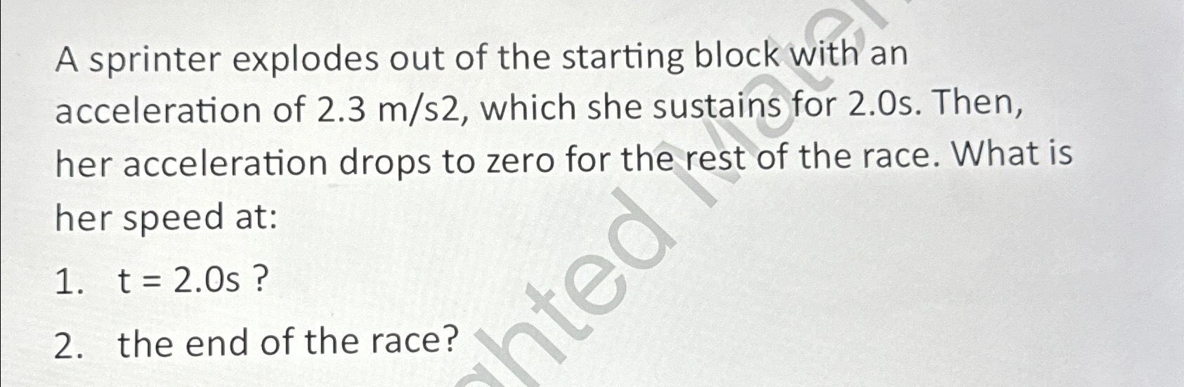 Solved A sprinter explodes out of the starting block with an | Chegg.com