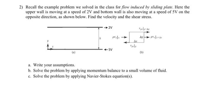 Solved Flow induced by sliding plate (b) BC: No-slip | Chegg.com