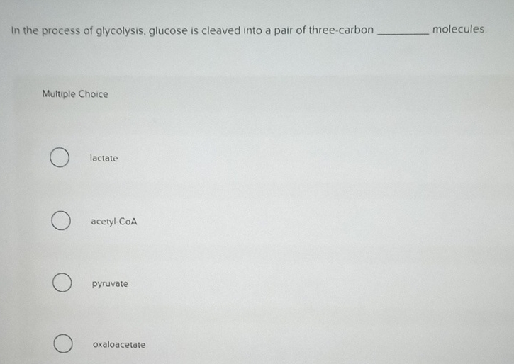 Solved In the process of glycolysis, glucose is cleaved into | Chegg.com