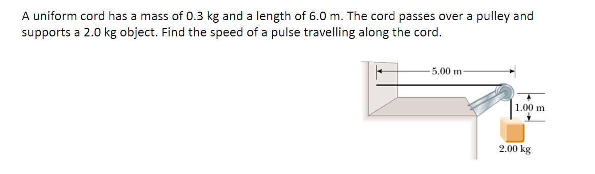 Solved A uniform cord has a mass of 0.3kg ﻿and a length of | Chegg.com