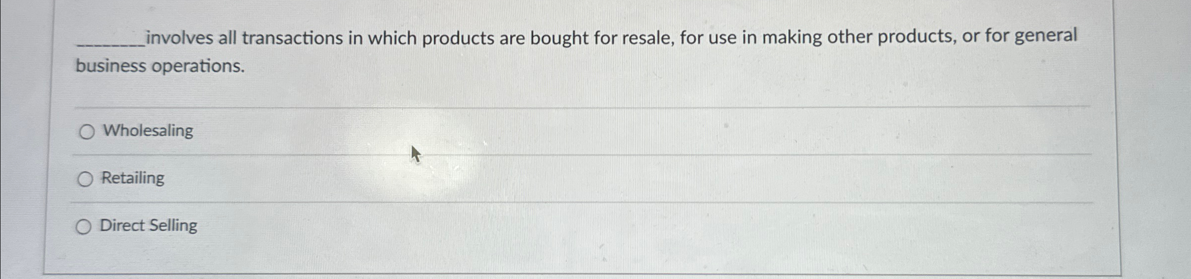 Solved involves all transactions in which products are | Chegg.com