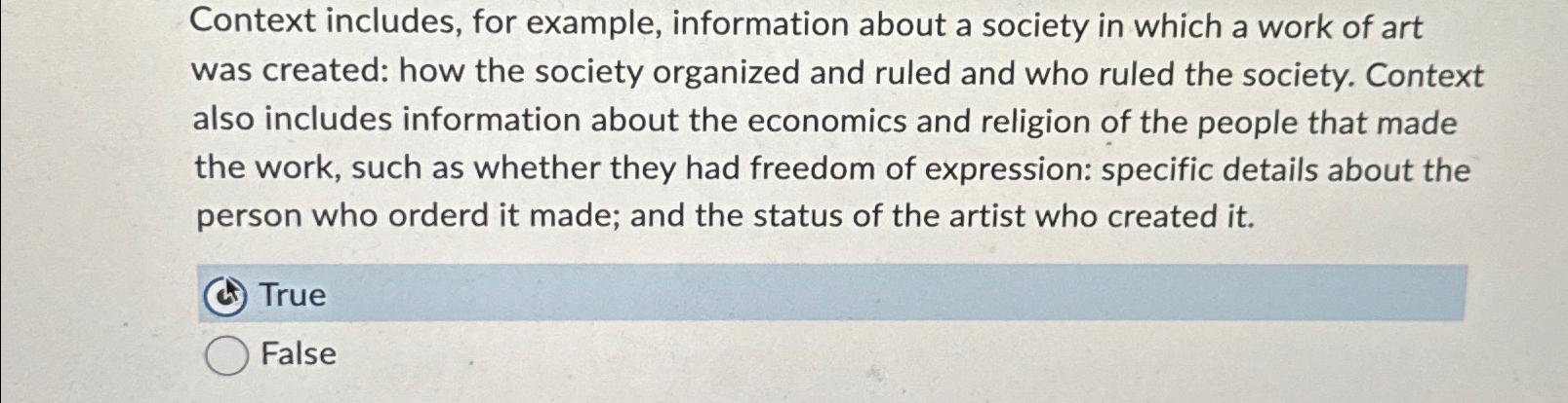 Solved Context includes, for example, information about a | Chegg.com