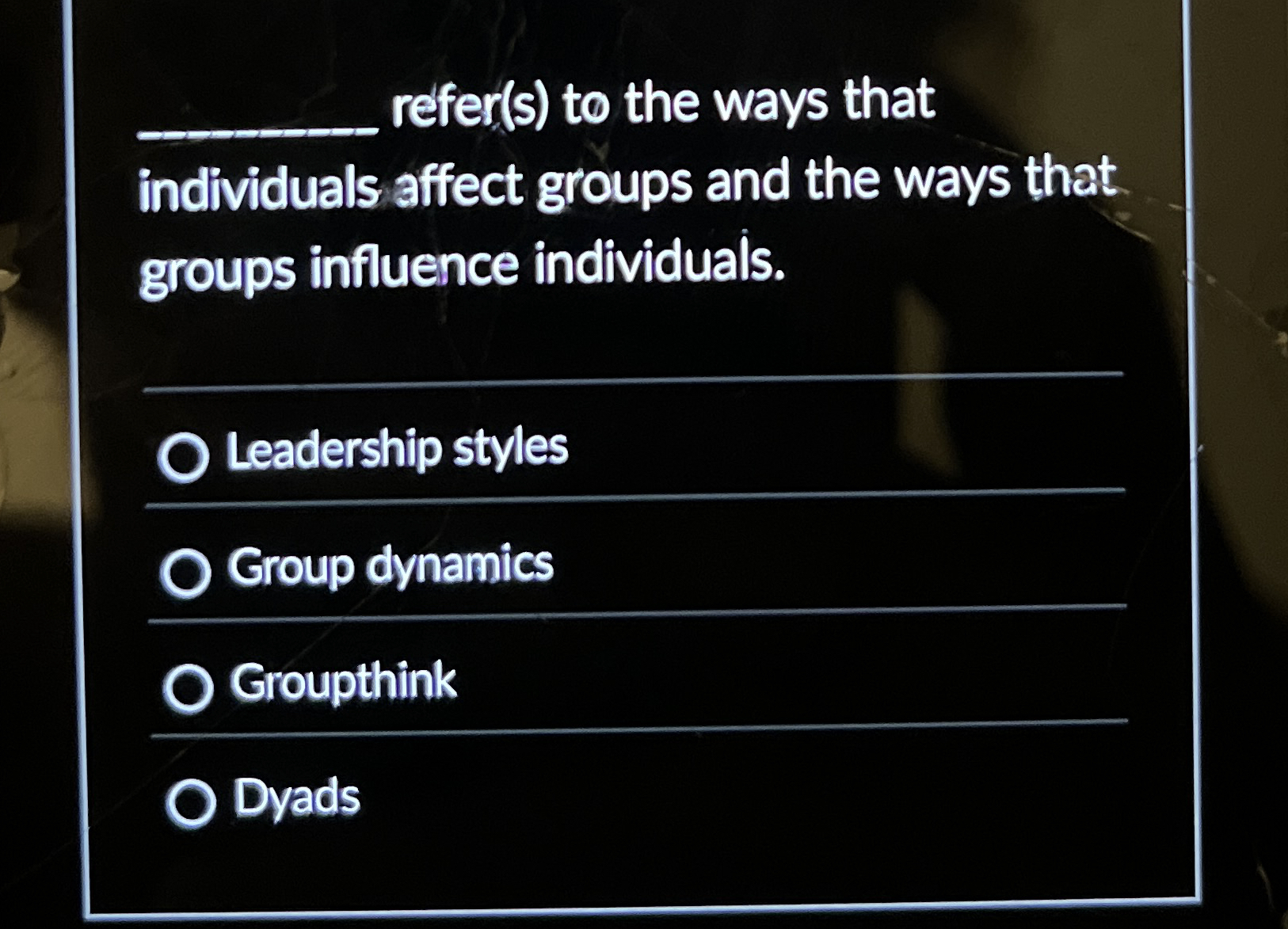Solved refer(s) ﻿to the ways thatindividuals affect groups | Chegg.com