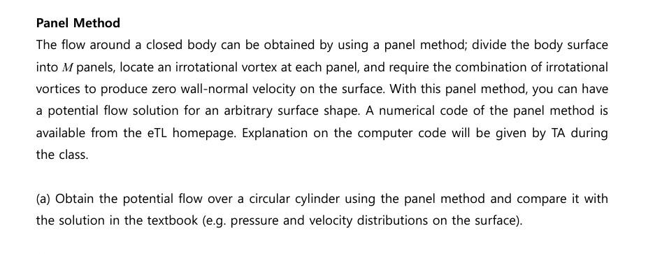 Solved Panel Method The flow around a closed body can be | Chegg.com