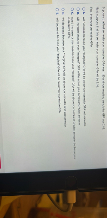 Solved Suppose that last semester your semester GPA was 1.80 | Chegg.com