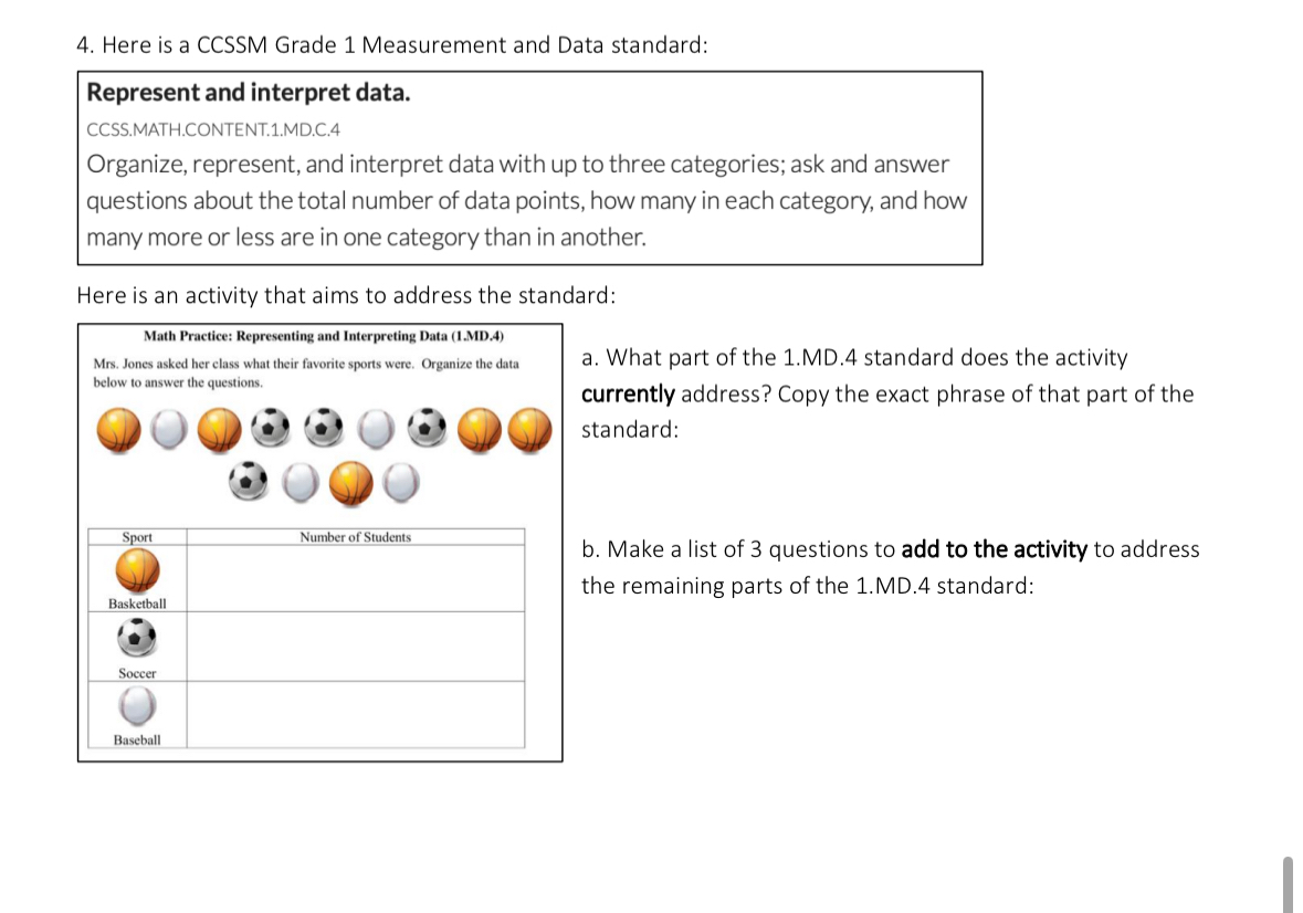 Here is a CCSSM Grade 1 ﻿Measurement and Data | Chegg.com
