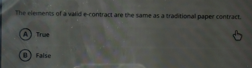 Solved The elements of a valid e-contract are the same as a | Chegg.com
