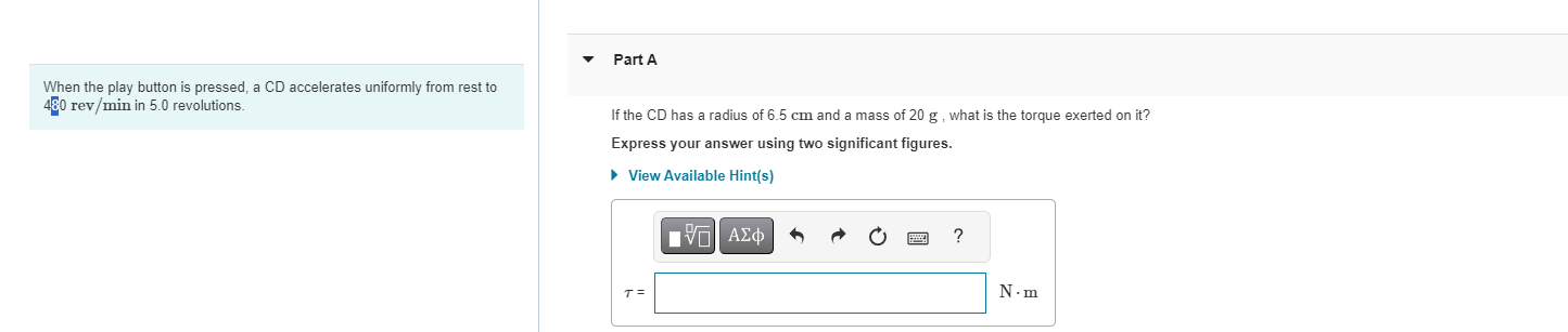 Solved Part AWhen the play button is pressed, a CD | Chegg.com