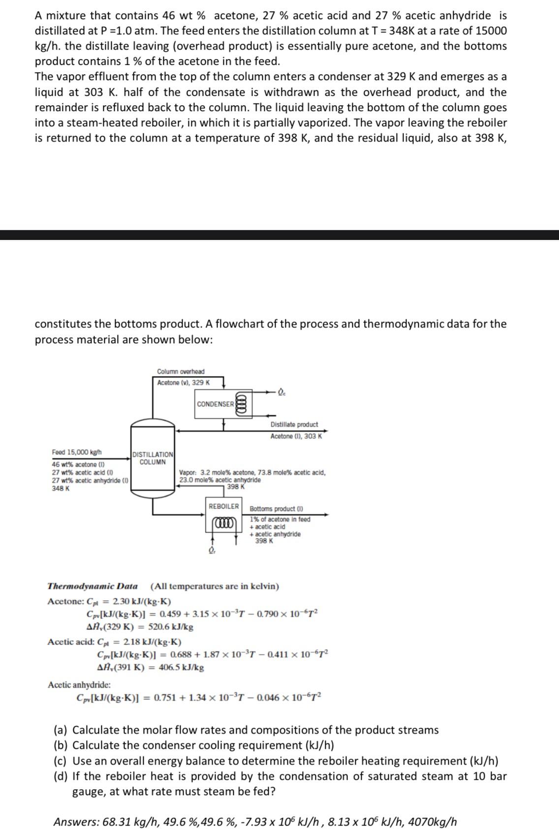 Solved A mixture that contains 46 ﻿wt % ﻿acetone, 27% | Chegg.com